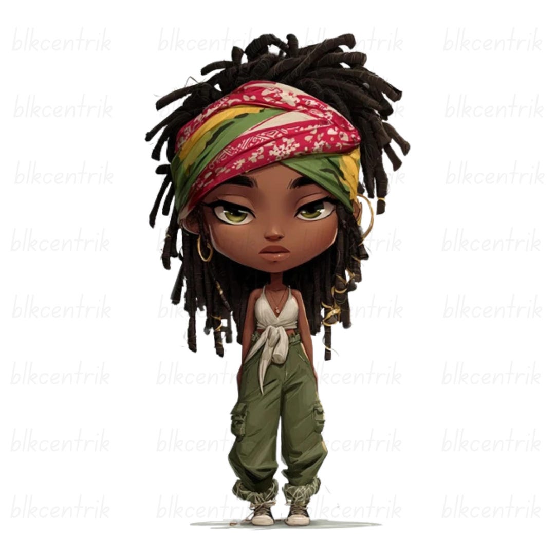Rasta Chibi Girl PNG: Jamaican Clip Art for Crafts (digital Download ...