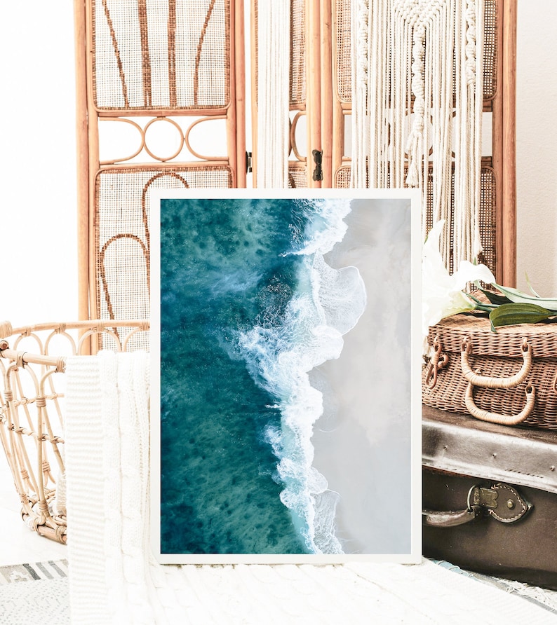 Aerial Ocean Print, Digital Download Art, Coastal Decor, Beach ...
