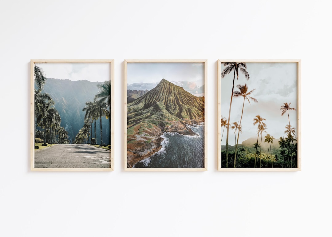 Hawaii Palm Tree Print Set, Coastal Wall Art (digital Download) - Etsy