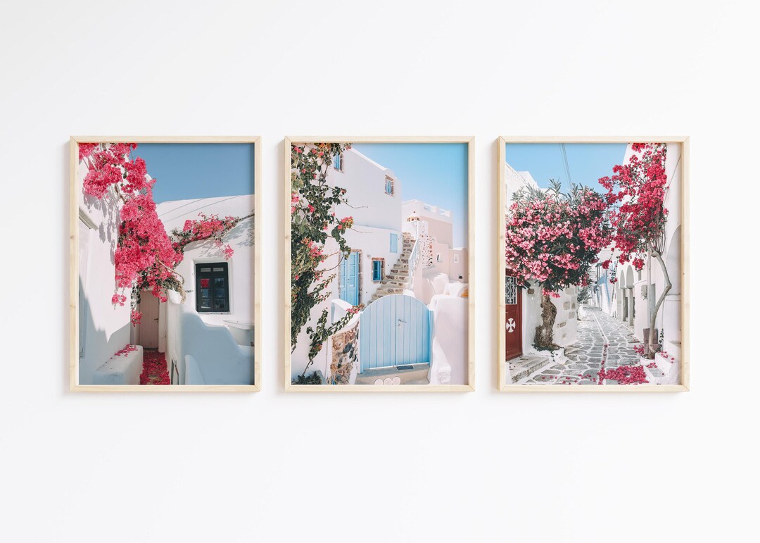 Greece Print Set of 3, Santorini Wall Art Print, Mediterranean Wall Art ...
