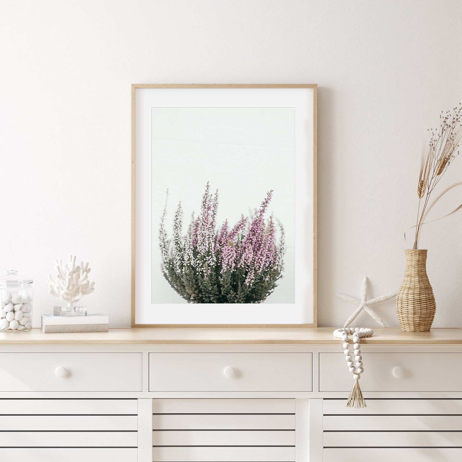 Heather Flower Blossom Print, Modern Minimalist Botanical Print ...
