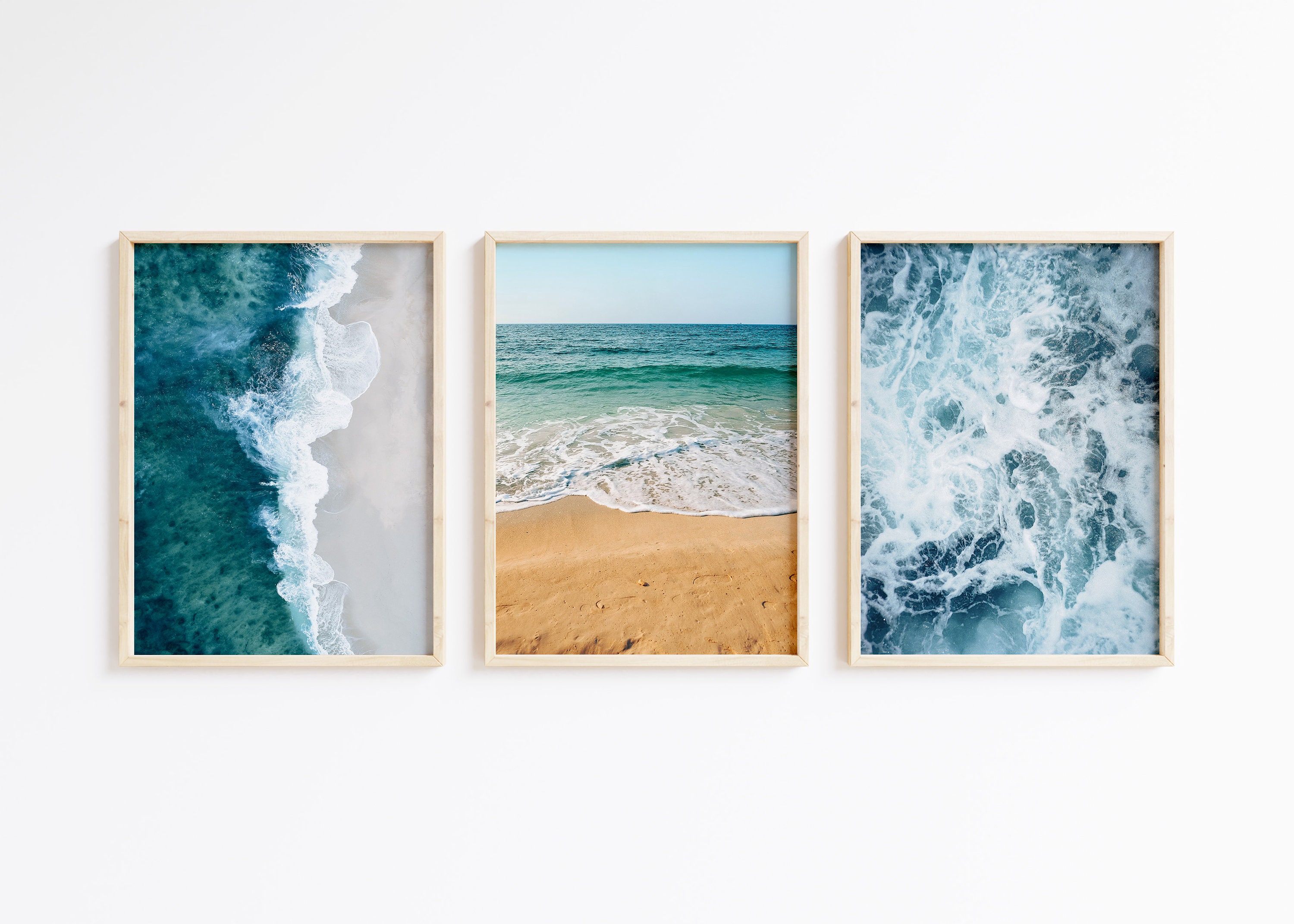Coastal Beach Print Set, Boho Ocean Waves Art (digital Download) - Etsy