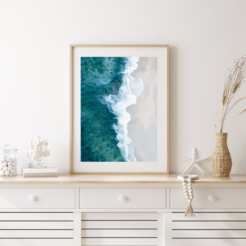 Aerial Ocean Print, Digital Download Art, Coastal Decor, Beach ...