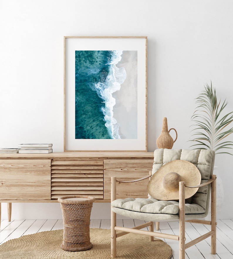 Aerial Ocean Print, Digital Download Art, Coastal Decor, Beach ...