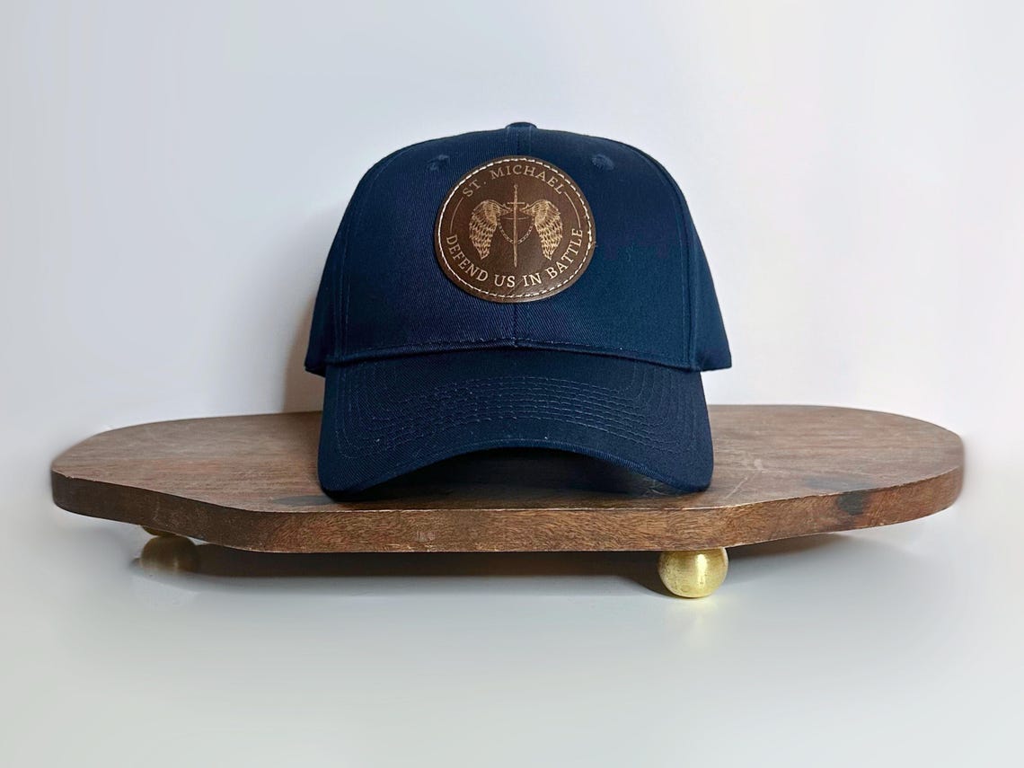 St. Michael Hat/ Leather Patch Hat/ Catholic Hat for Men/ Catholic Hat ...