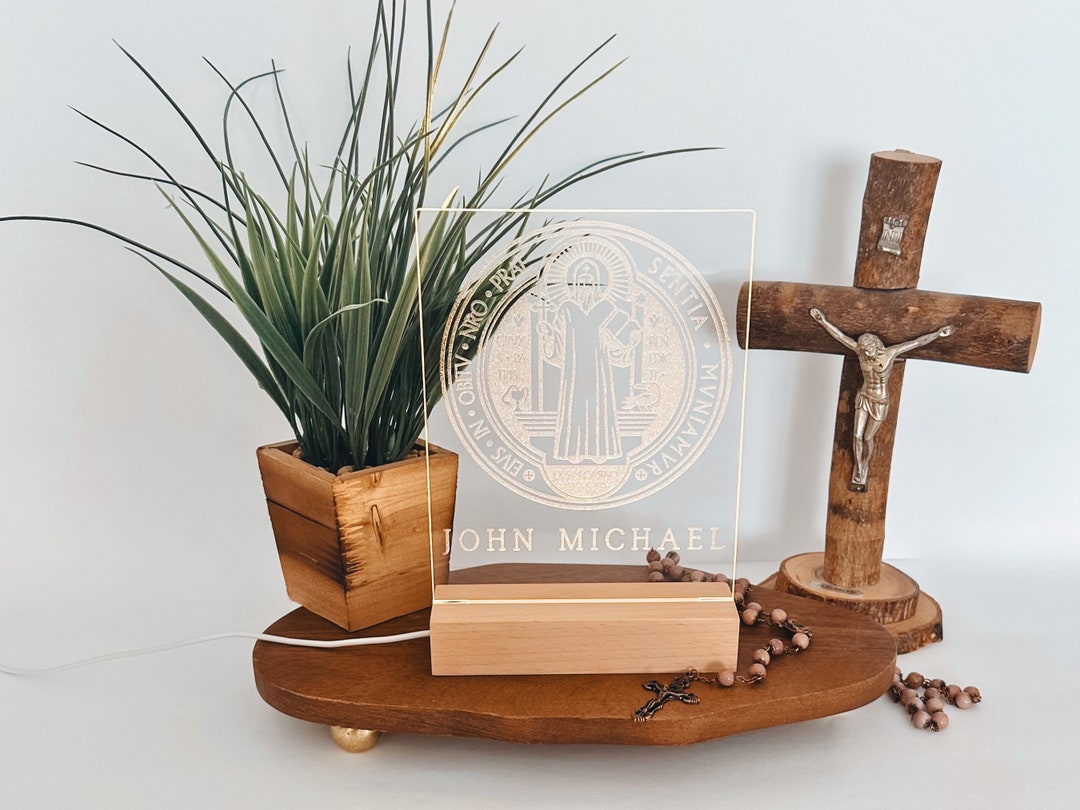 St. Benedict Acrylic Night Light / Catholic Night Light / Night Light ...