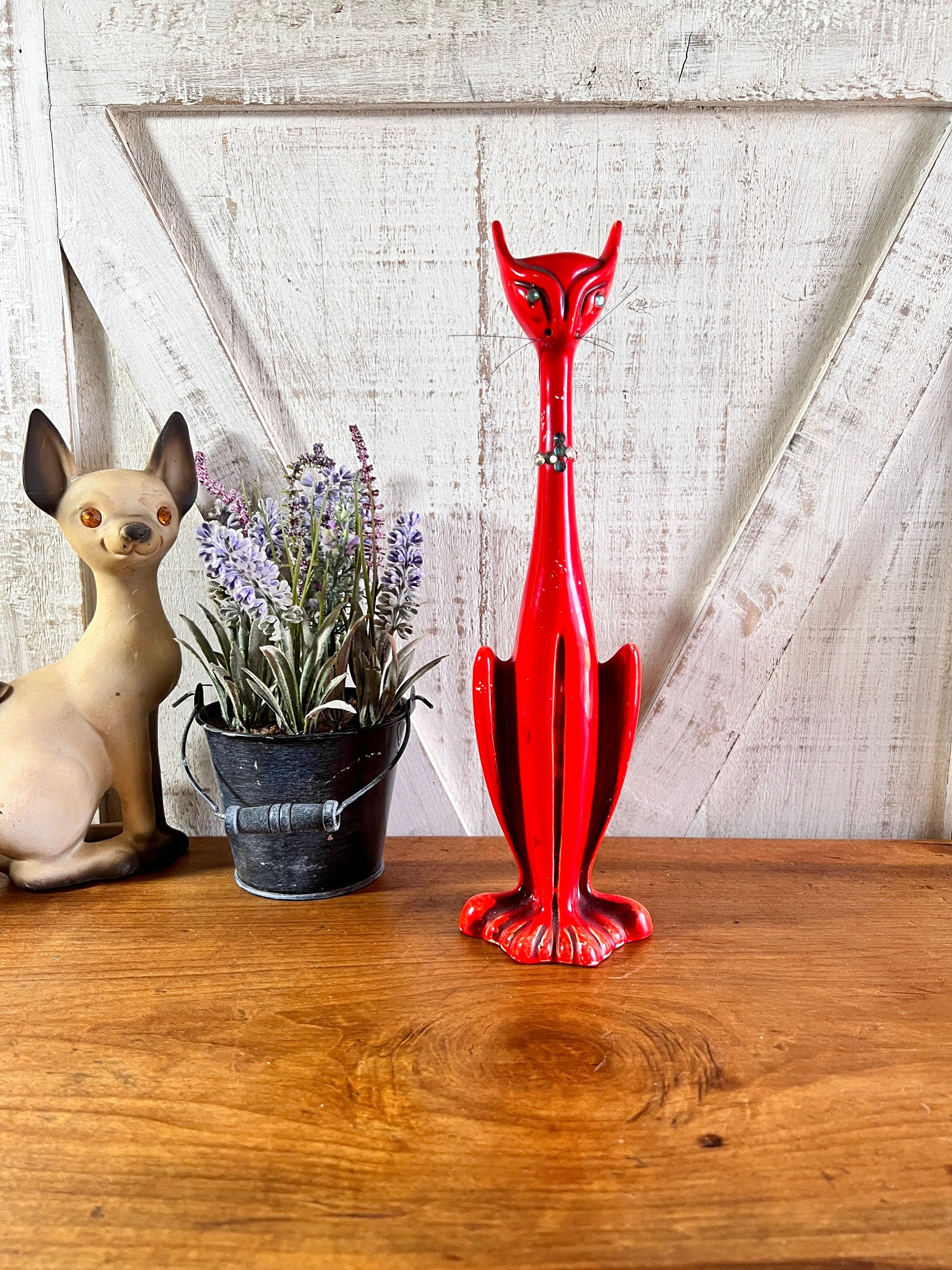 Long Neck Cat Mid Century Sexton Style Vintage Atomic Cat Siamese Cat ...