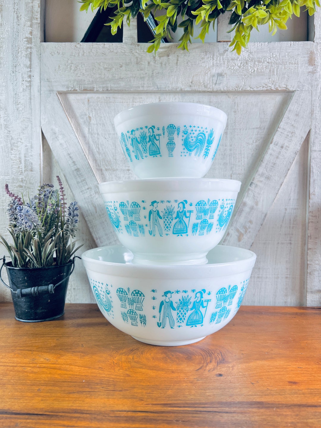 Pyrex Bowls Mixing Bowls Vintage Pyrex Amish Butterprint Nesting Bowls ...
