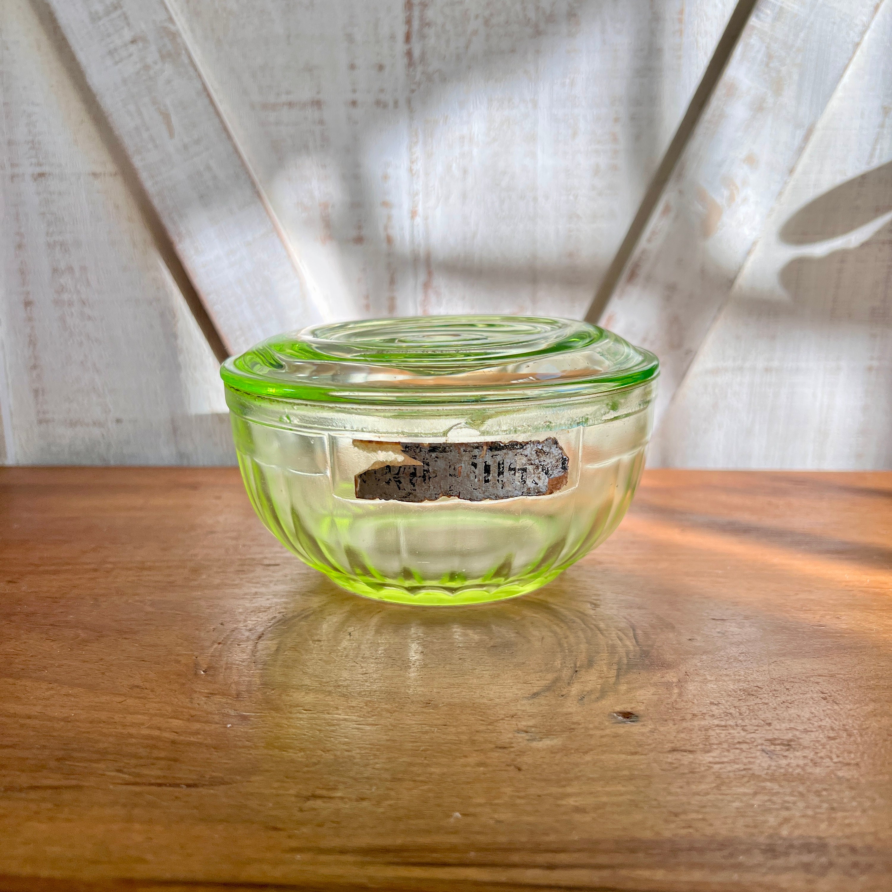 Rare Drippings Vaseline Glass Round Fridgie Bowl & Lid Uranium ...