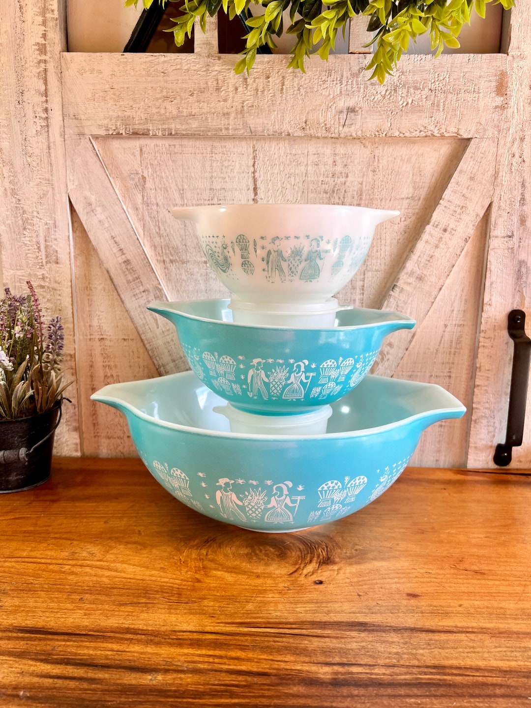 Pyrex Butterprint Set Vintage Pyrex Amish Butterprint Pyrex Mixing ...