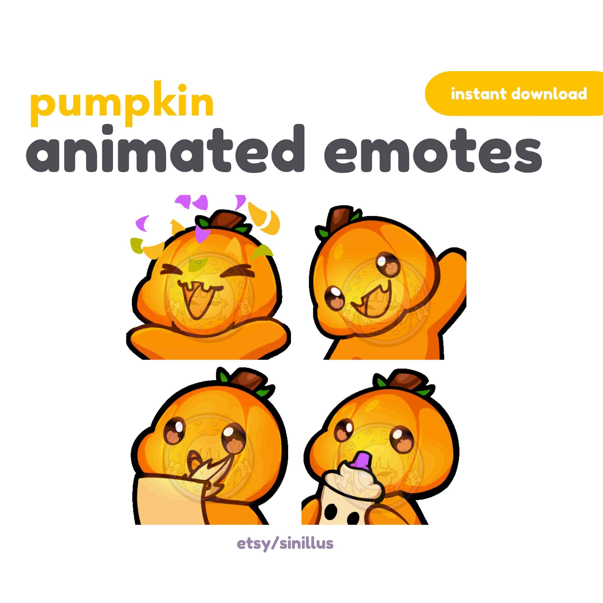 X4 ANIMATED Halloween Pumpkin Emote Pack / Twitch Emotes Pack / Emoji ...