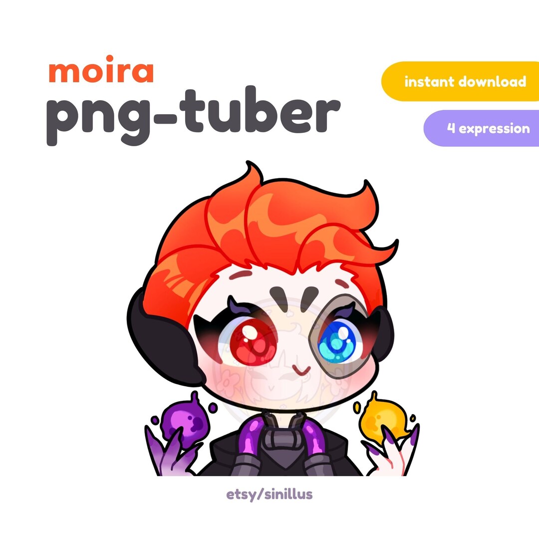 Moira Overwatch 2 Chibi Pngtuber: Reactive Streamer Images (digital ...