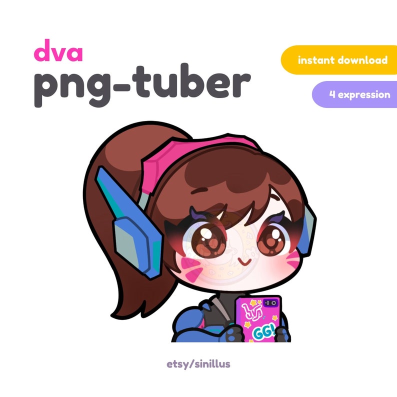 Dva Overwatch 2 Pngtuber / Twitch Streamer /Discord Reactive Images ...