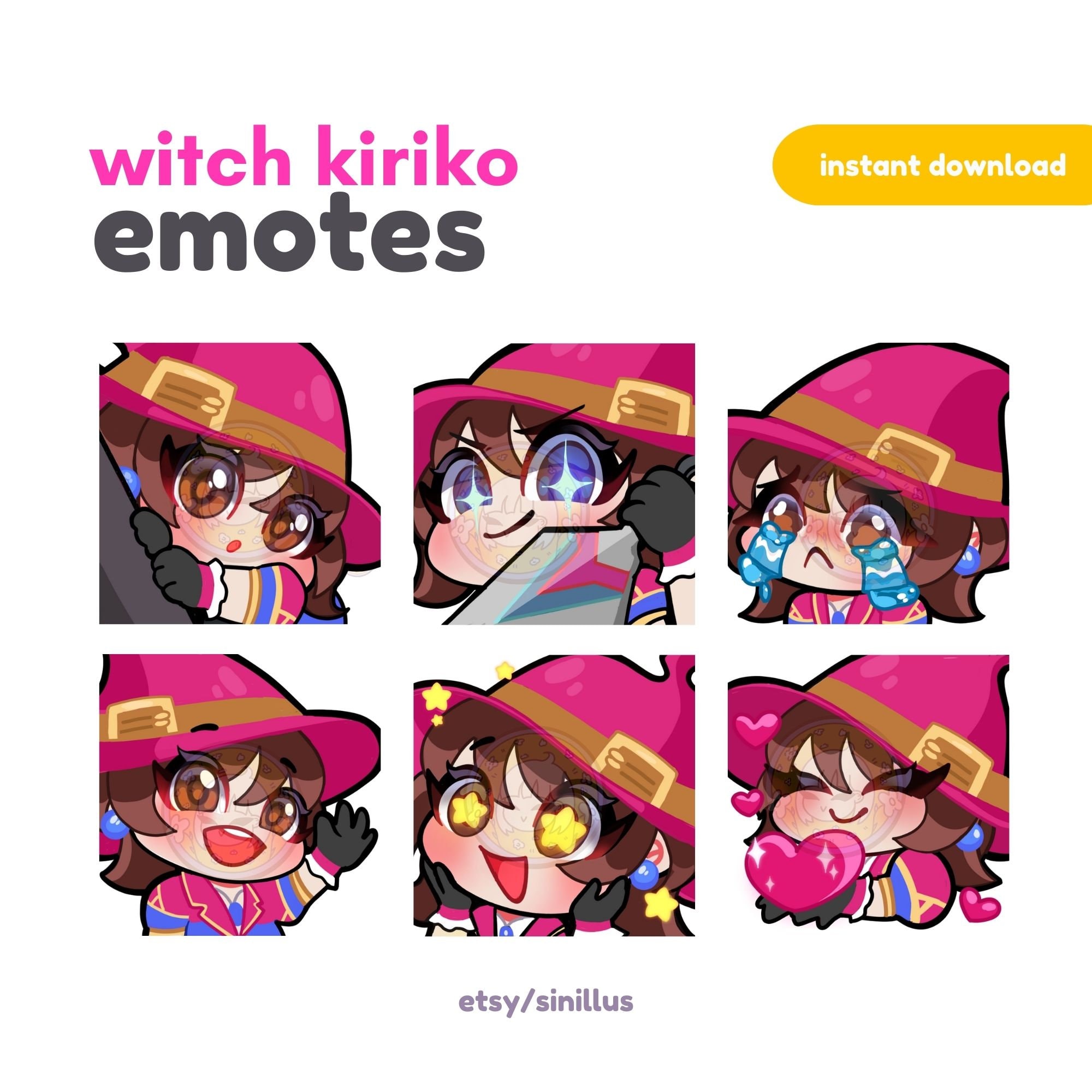 Witch Kiriko Emote Set/ Twitch Emote Pack / /discord / Youtube / Cute ...