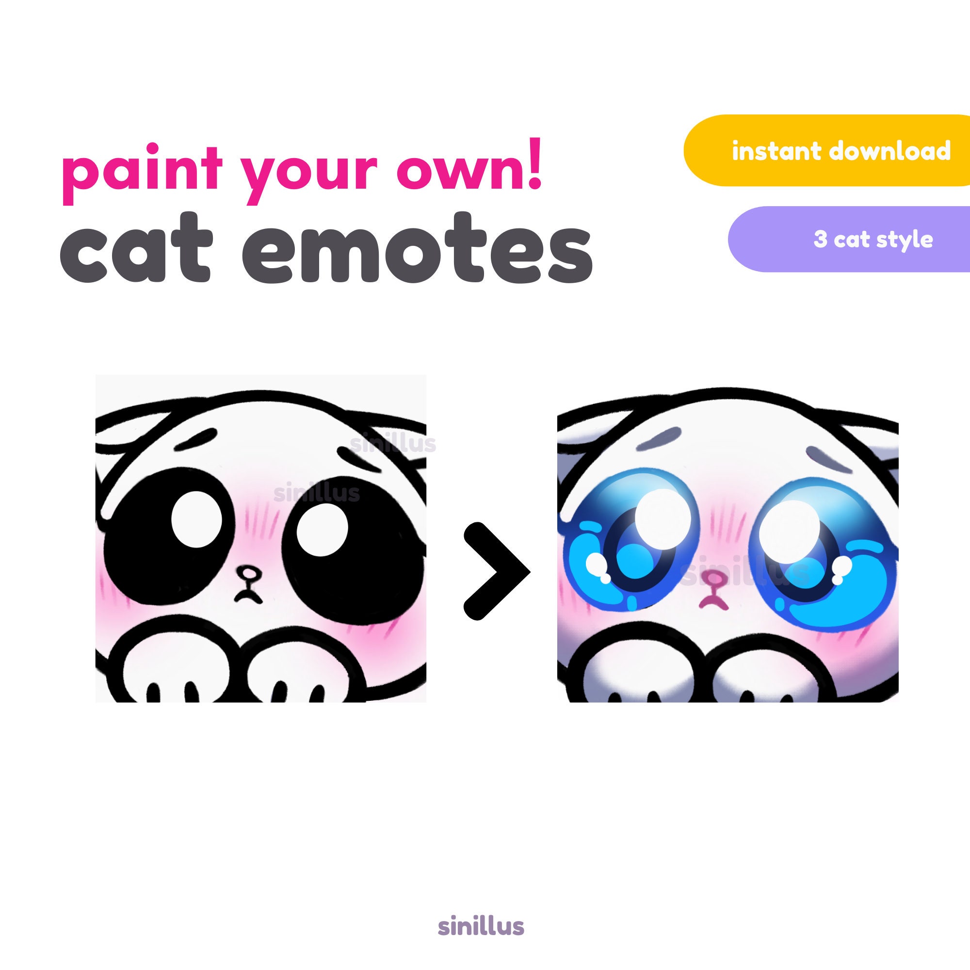 Cat Emotes Base: Paint Your Own DIY PSD Coloring (digital Download) - Etsy