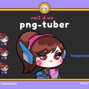 Dva Overwatch 2 Pngtuber / Twitch Streamer /discord Reactive - Etsy