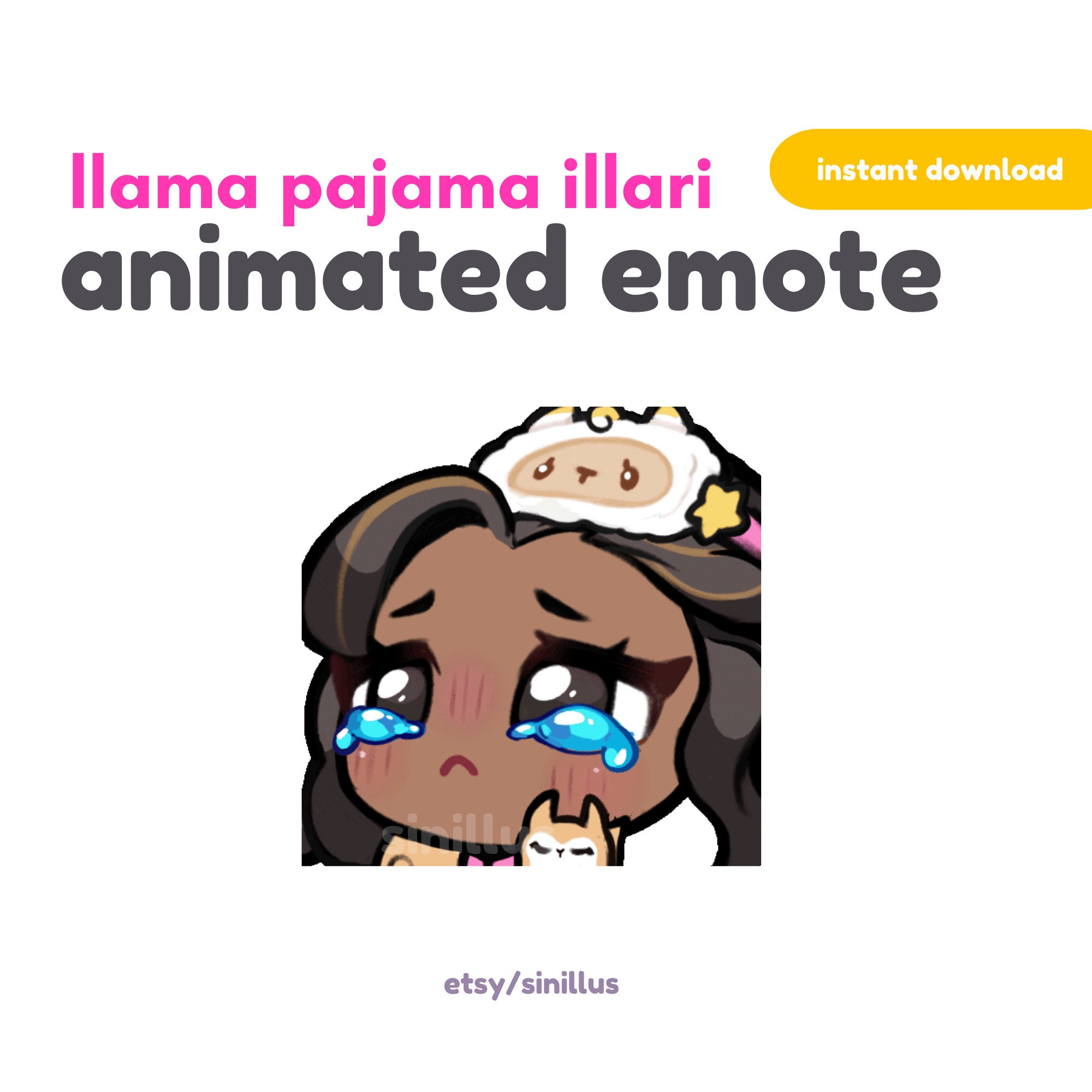 Sad Llama Pajama Illari Animated Emote: Twitch/discord/youtube (GIF) - Etsy