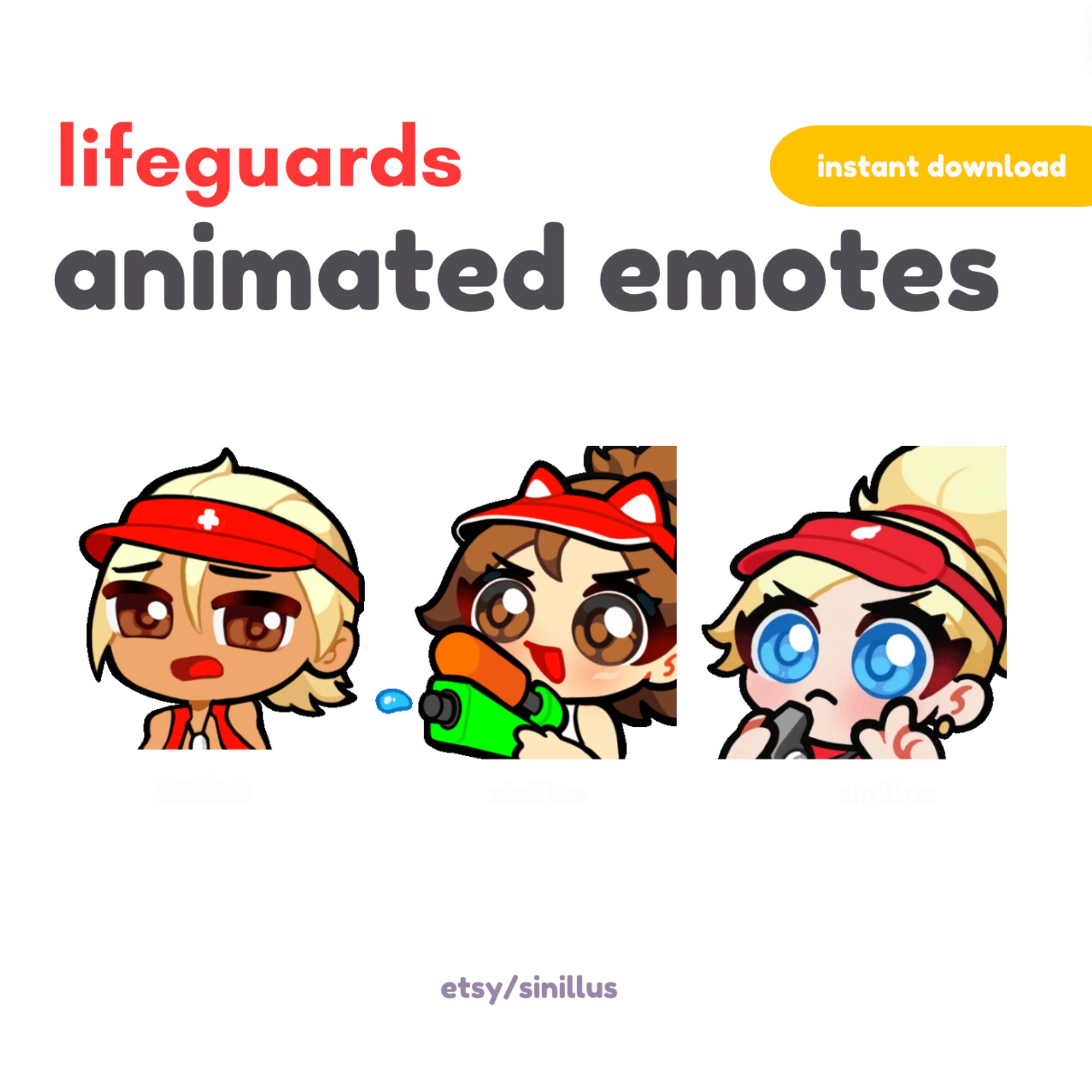 Animated Overwatch Lifeguard Emotes: Twitch Chibi Emote Pack (digital ...