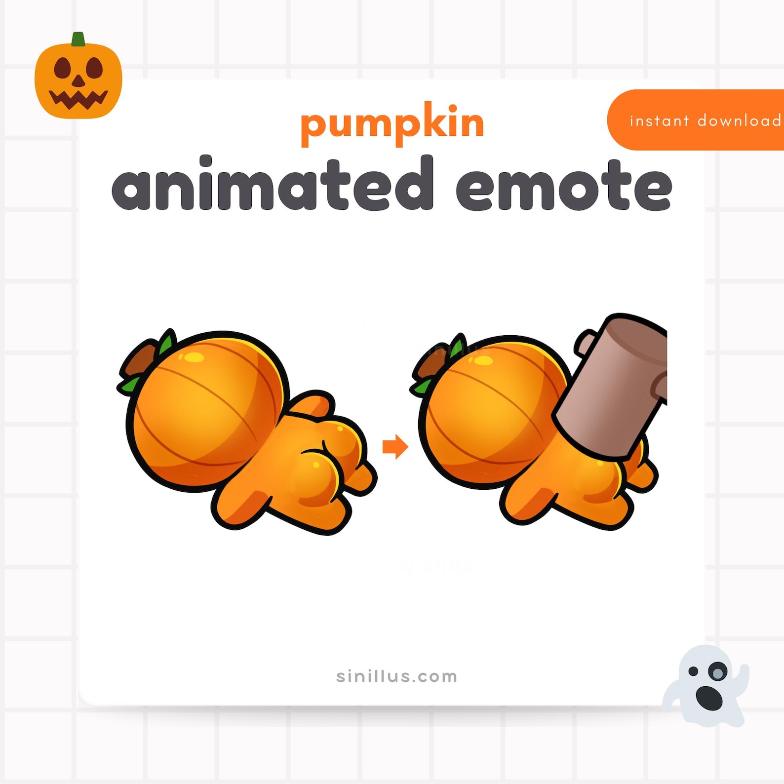Animated Pumpkin Mochi Emote : Spooky Chibi Gif Twitch Discord Youtube ...