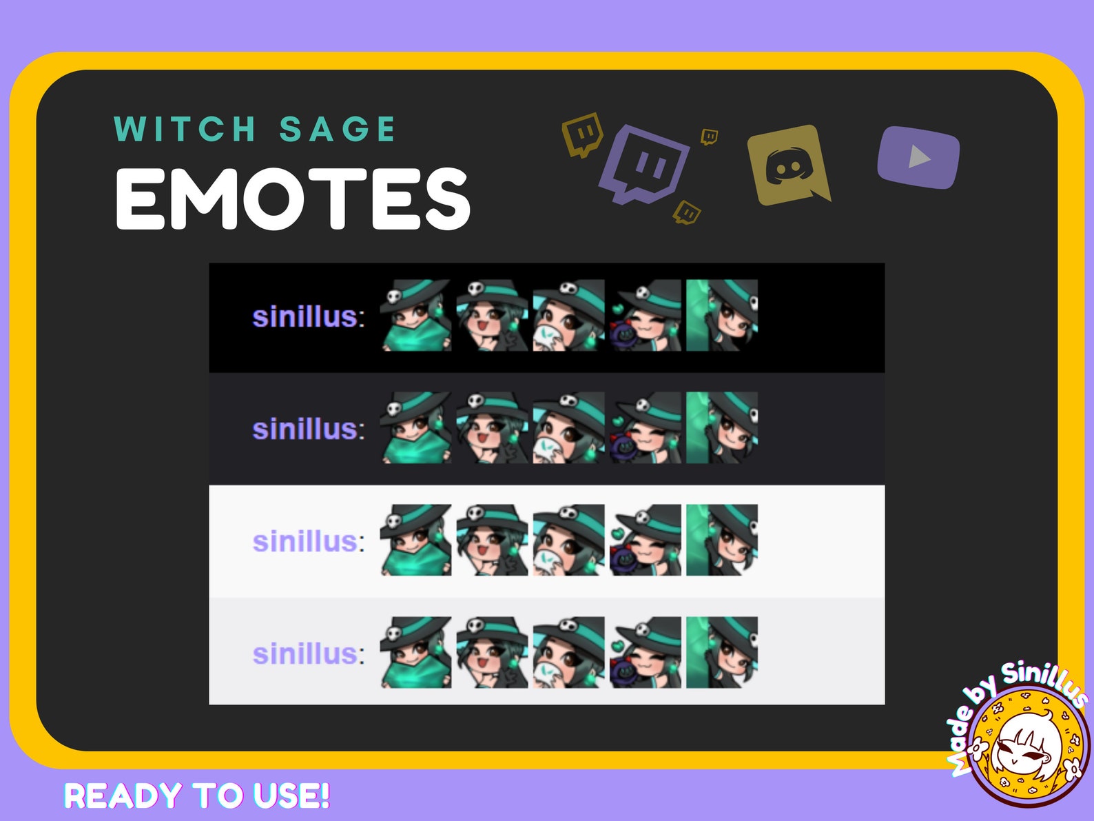 Witch Sage Emote Set/ Twitch Emotes Pack / Emoji /discord /youtube ...