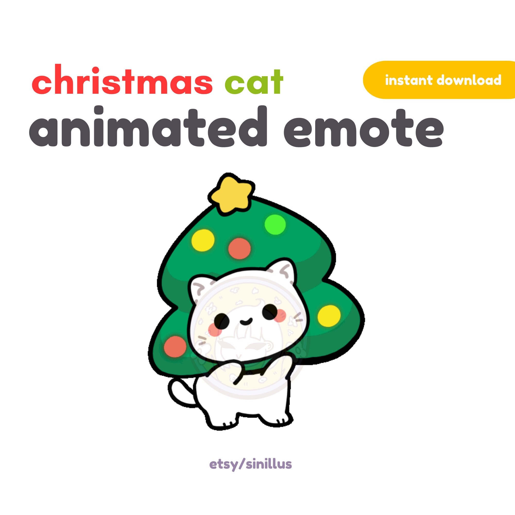 ANIMATED Christmas Cat Tree Emote / Christmas Twitch Emotes / Emoji ...