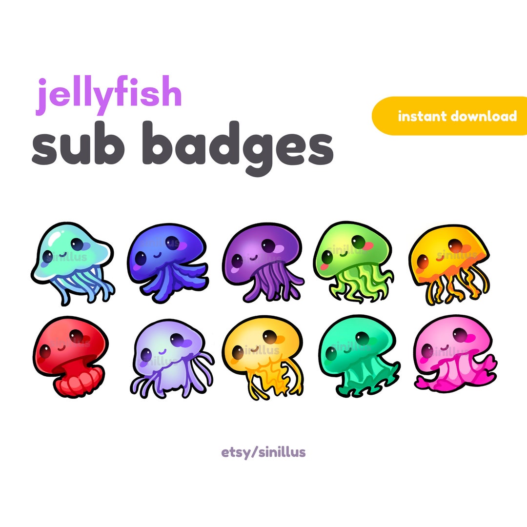 10x Jellyfish Twitch Sub Badges / Bit Badges / Cheer / Cute / Streamer ...