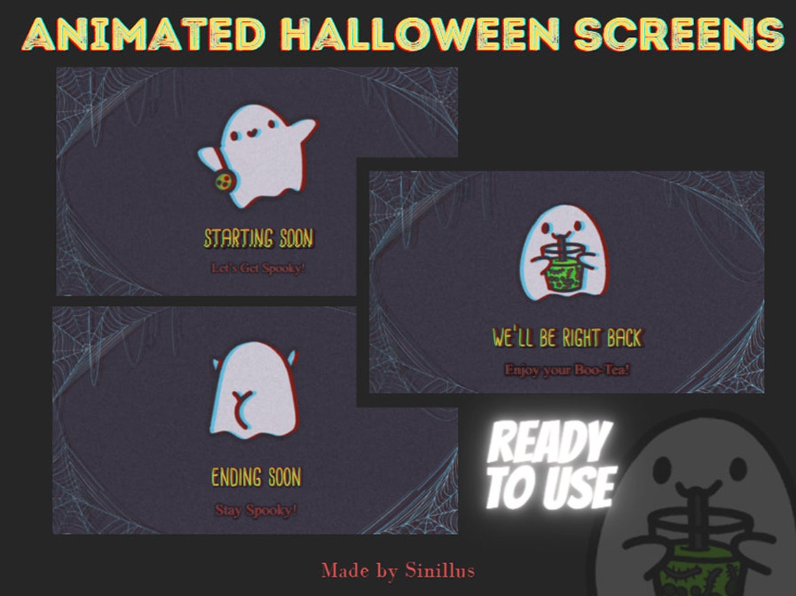 3x Halloween Cute Ghost Animated Twitch Screens / Starting - Etsy