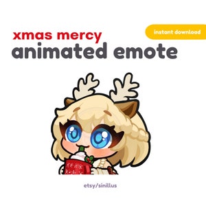 Animated Xmas Mercy Emote: Jingle Belle Chibi Twitch Emotes (digital ...