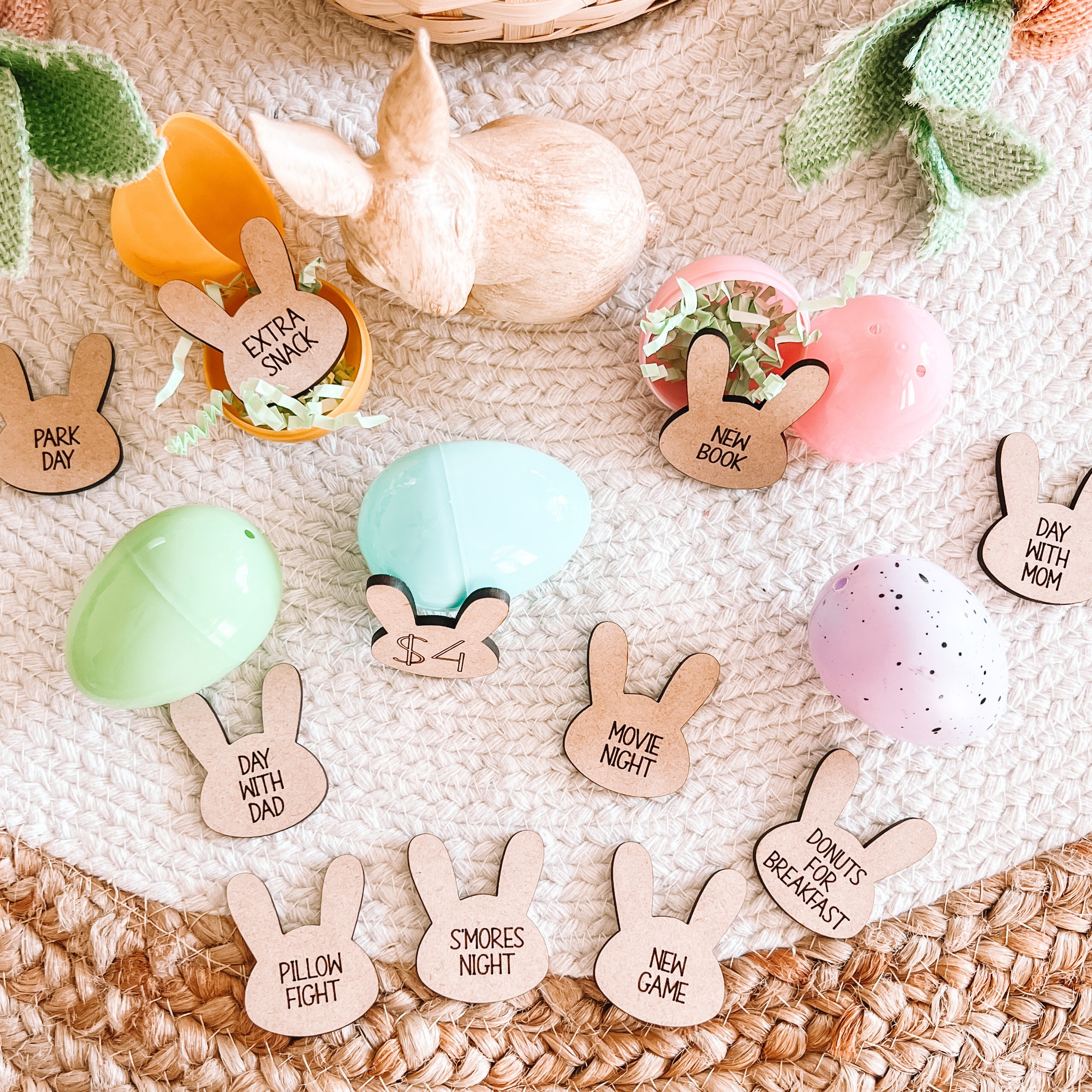 Bunny Easter Egg Tokens 24 Tokens Kids Easter Basket Stuffers Reward ...