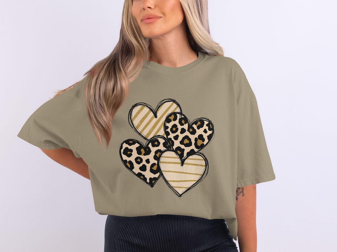 Cute Leopard Print Heart Comfort Colors® Tee Striped Heart T Shirt for ...