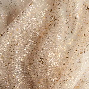 Shimmer Gold Fabric, Sparkly Tulle, Splatter Fabric, Shiny Fabric Gold ...
