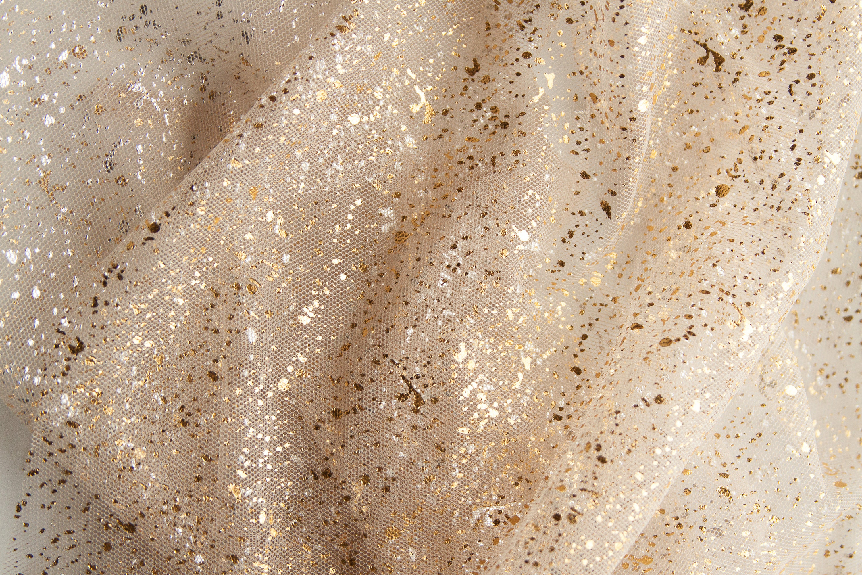 Shimmer Gold Fabric, Sparkly Tulle, Splatter Fabric, Shiny Fabric Gold ...