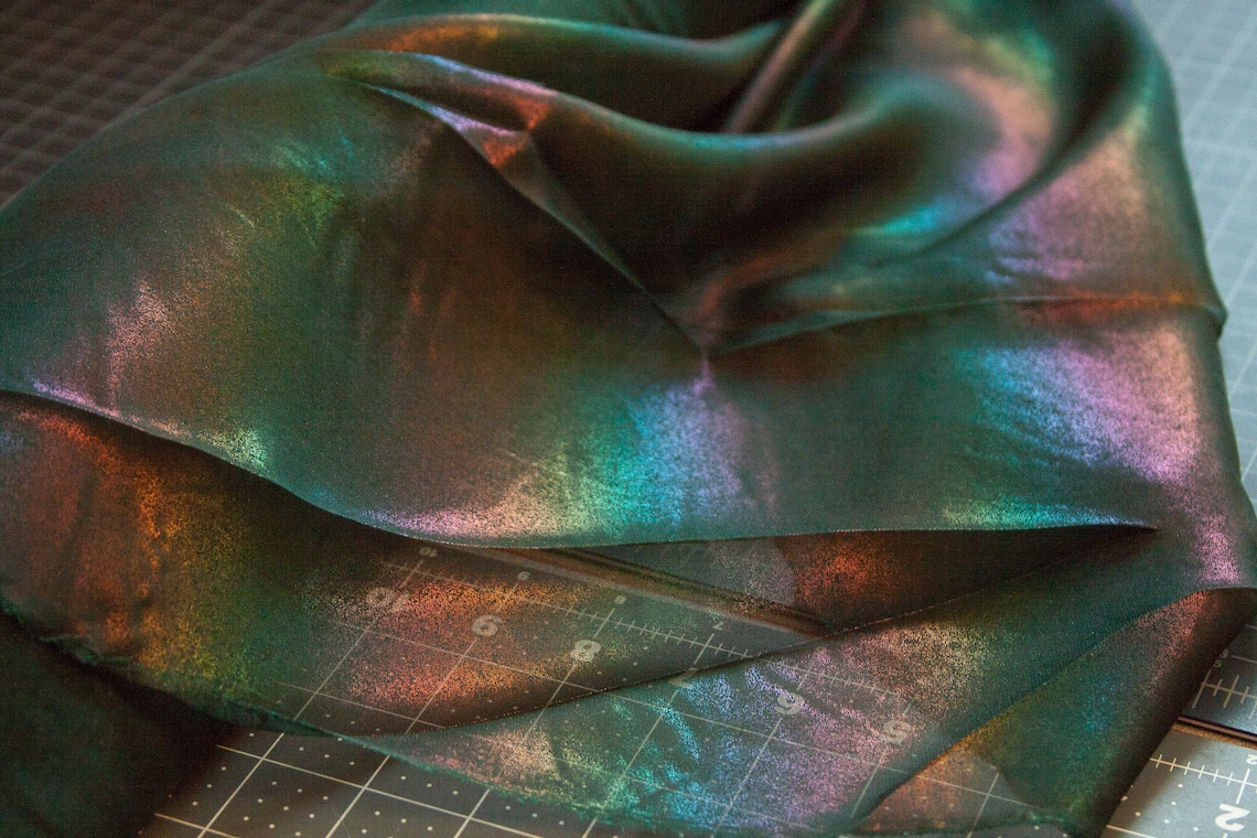 Green Rainbow Gradient Fabric Forest Green Chiffon Sheer - Etsy