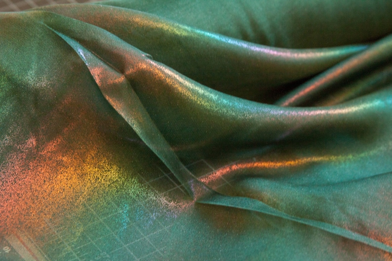 Green Rainbow Gradient Fabric, Forest Green Chiffon, Sheer Green Fabric ...