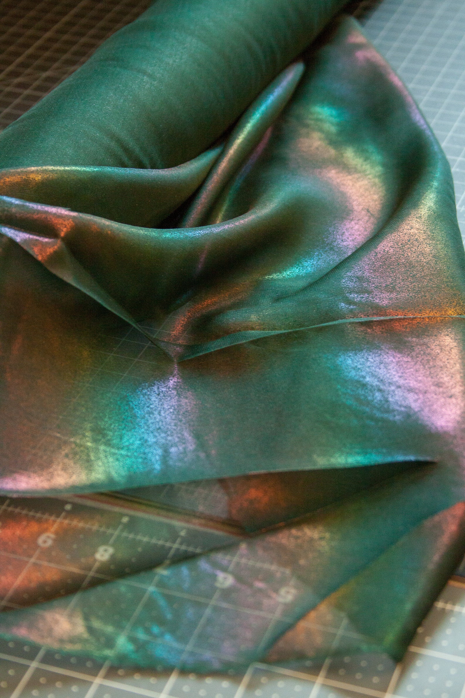 Green Rainbow Gradient Fabric, Forest Green Chiffon, Sheer Green Fabric ...