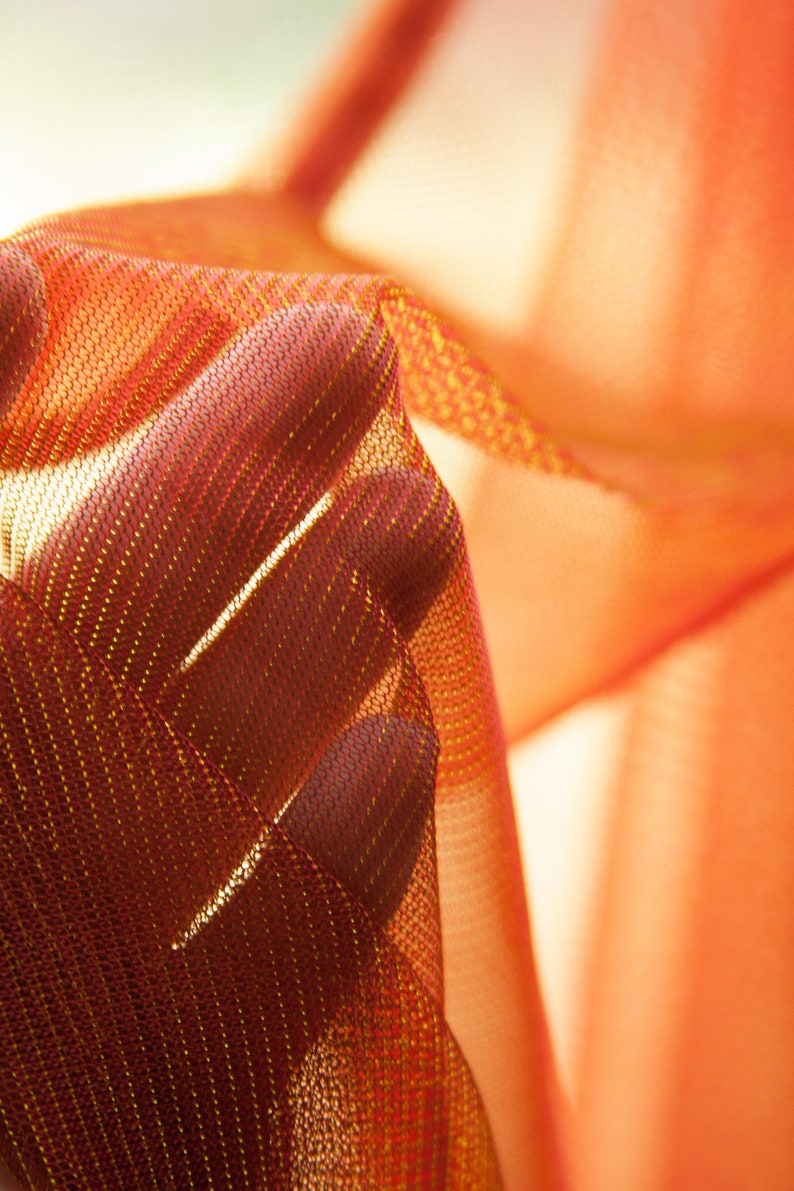 Bright Gold Orange Metallic Sheer Stretch Polyester Fabric - Etsy