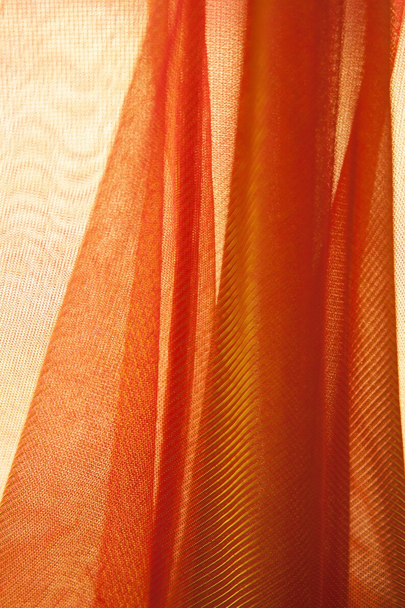 Bright Gold Orange Metallic Sheer Stretch Polyester Fabric - Etsy