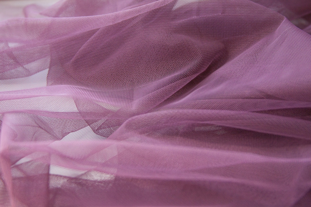 Muted Purple Fabric, Dusty Purple Tulle Fabric, Soft Vibrant Dark ...