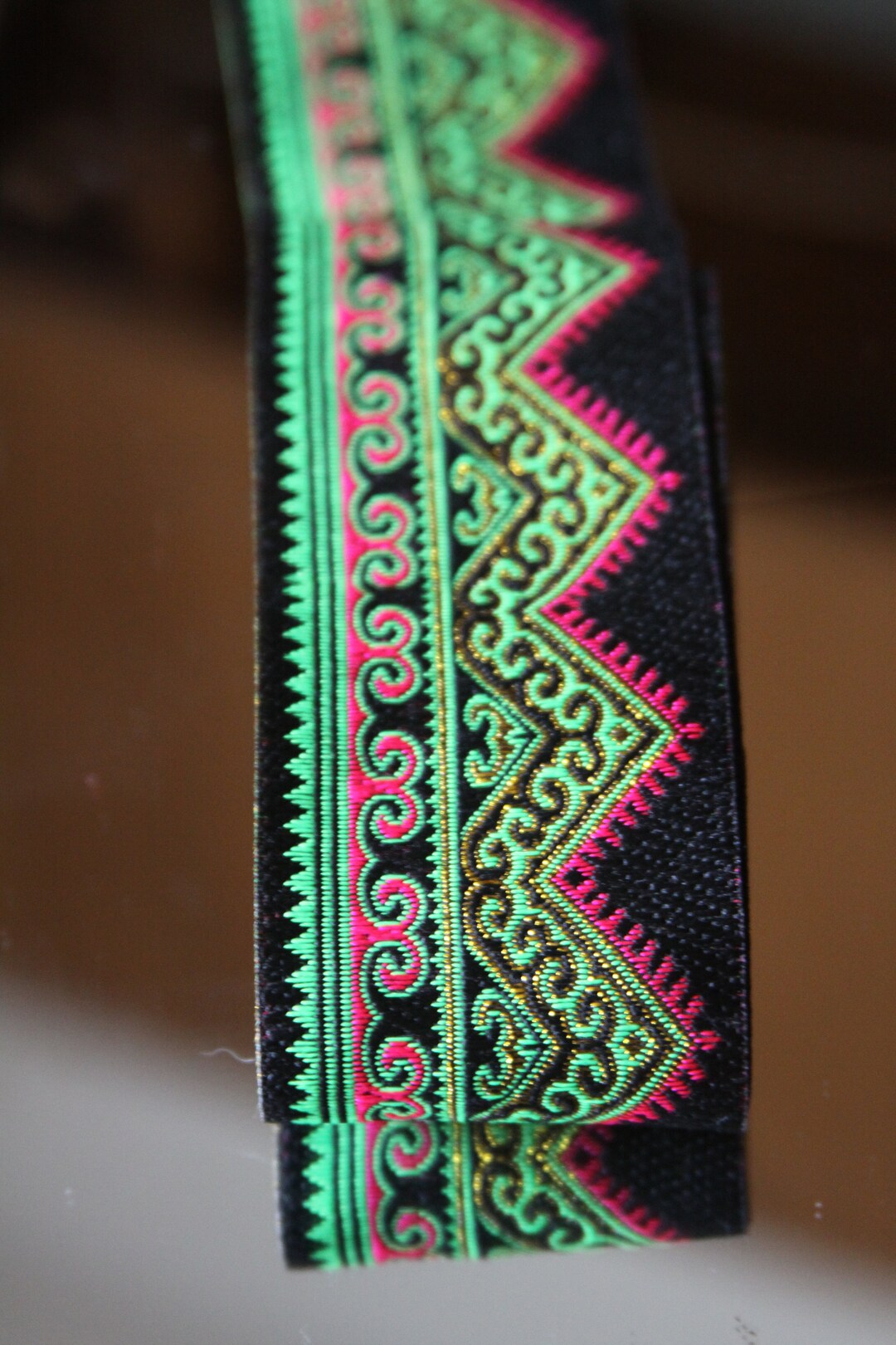 Sparkly Green Hmong Inspired Tribal Machine Embroidery Black Neon Green ...