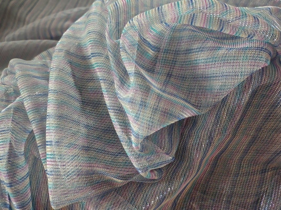 Pastel Striped Festive Color Fabrics Vibrant Mesh Dress Fabric Soft ...