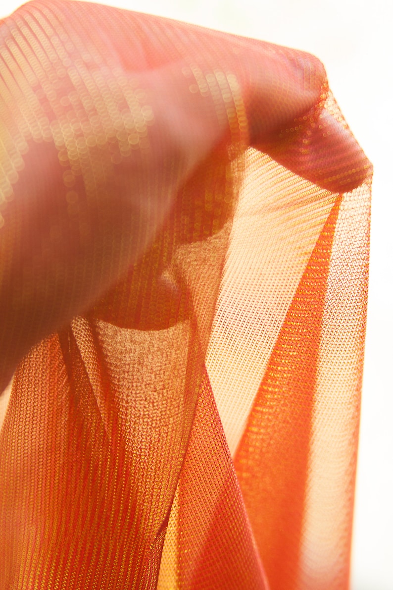 Bright Gold Orange Metallic Sheer Stretch Polyester Fabric - Etsy