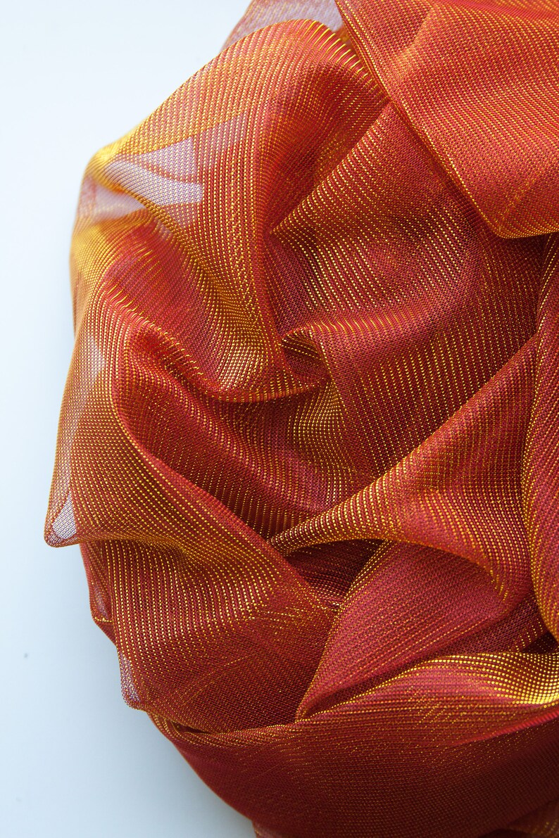 Bright Gold Orange Metallic Sheer Stretch Polyester Fabric - Etsy