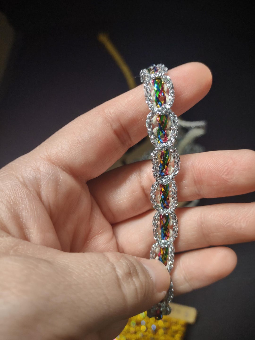 Rainbow Trims Silver Multicolor Dress Decoration Mixed Color Trims Holiday Decor Hmong Metallic ...