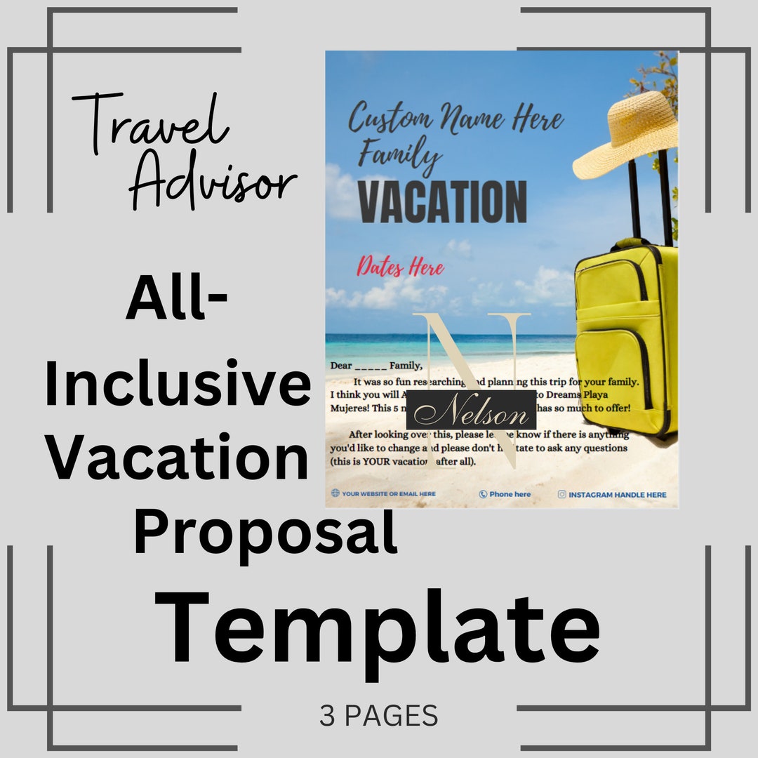 Travel Agent Vacation Proposal Template, All Inclusive Vacation Quote ...
