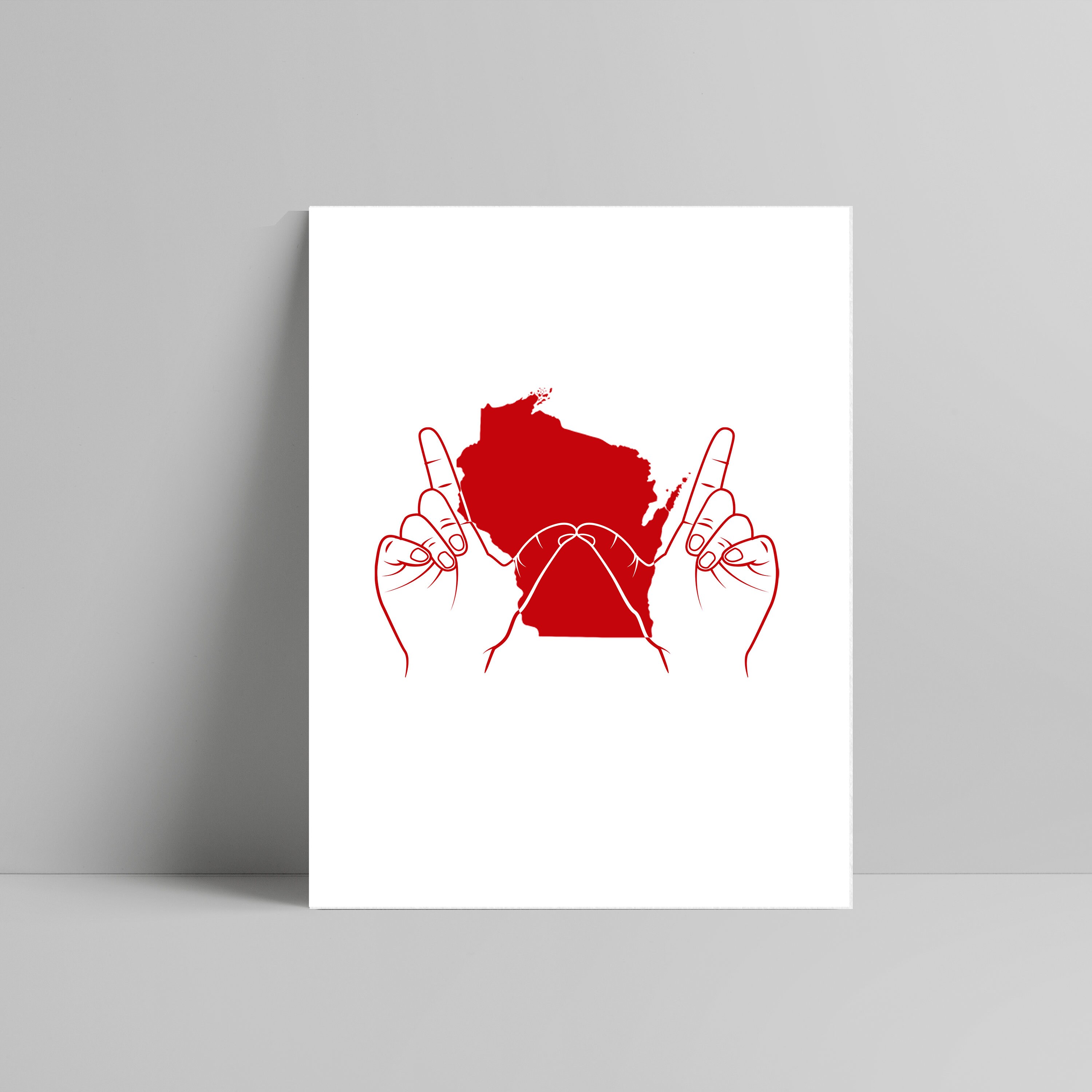 University of Wisconsin, 'W' Hand Symbol madison Printable Wall Art ...