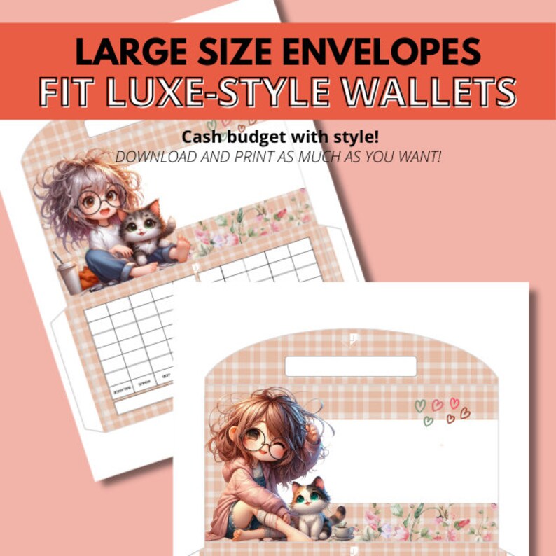Checkered Chibi Cash Envelope Printables | Cash Envelopes | Cash Budget ...