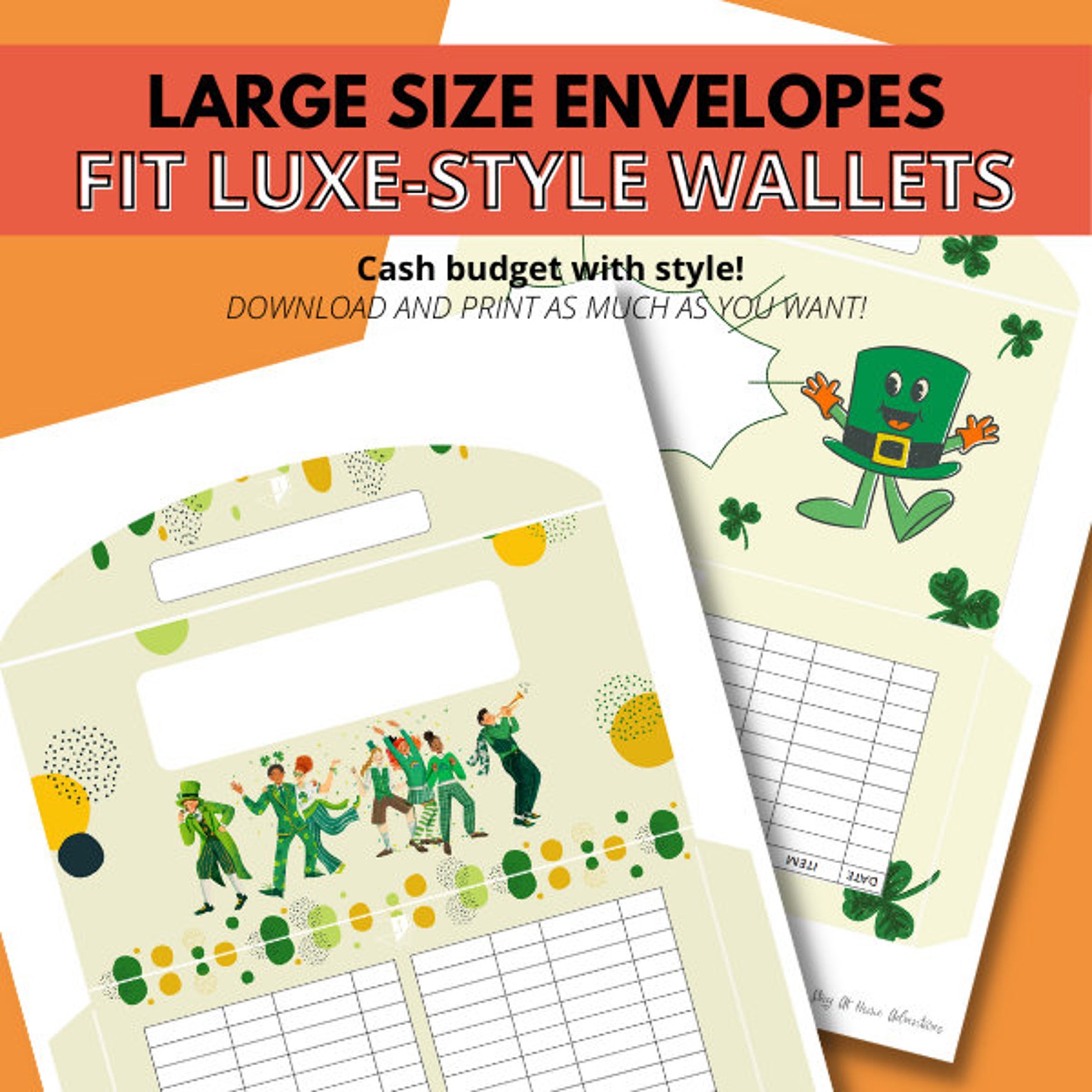 2024 St. Patrick's Day Fun Horizontal Cash Envelopes, Cash Envelopes ...