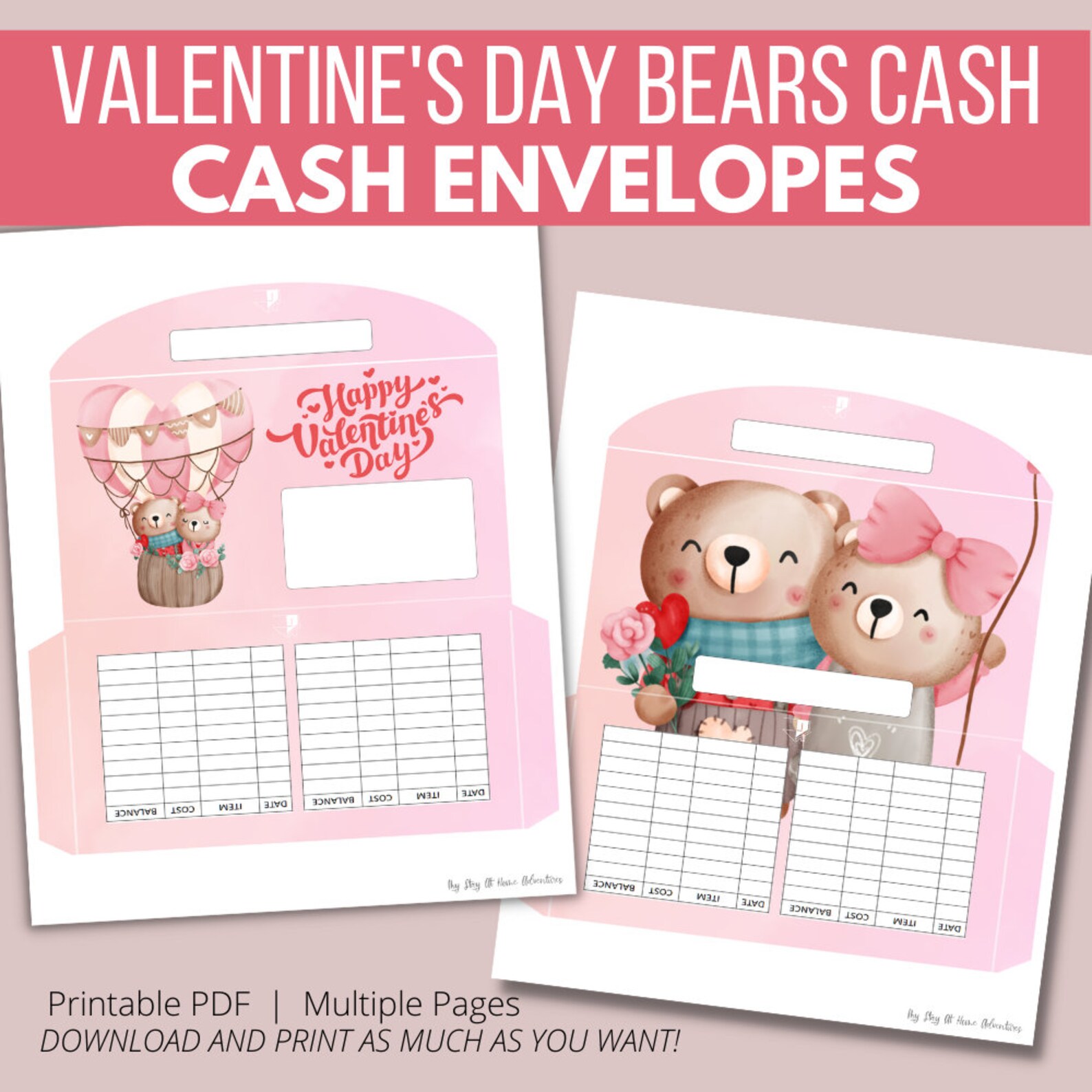 Valentine's Day Cash Envelopes Printable With Tracker | Cash Envelope ...