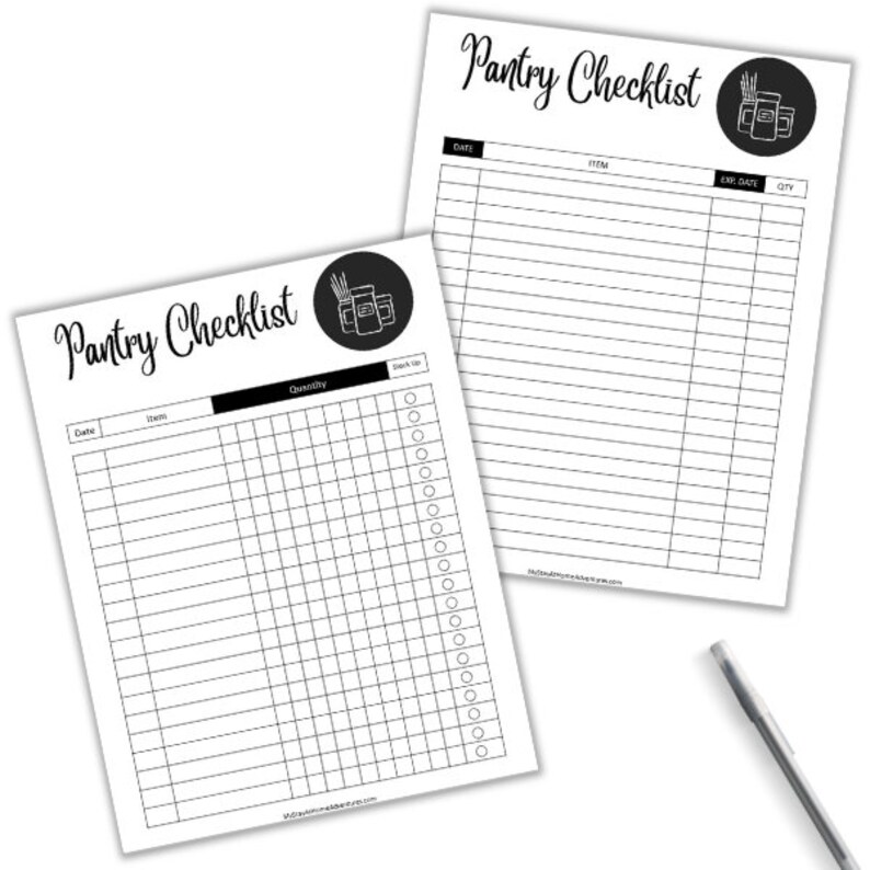 Blank Pantry Checklist Printables - Instant Download - Pantry List ...