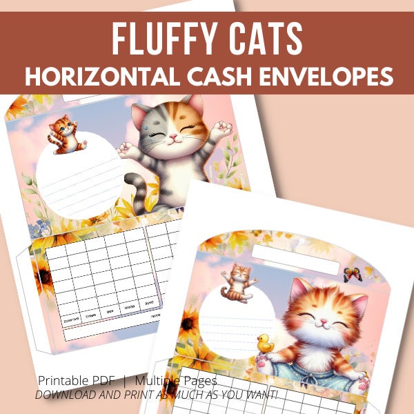 Fluffy Cats Cash Envelope Printables | Cash Envelopes | Cash Budget ...